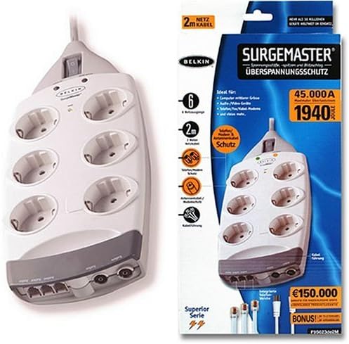 Belkin SurgeMaster Superior 6-Way Surge Protection 2 m: Amazon.co.uk ...