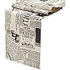 Amazon.com: KEY SPRING Newspaper Printed Table Runner for Book Club ...