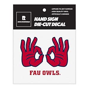 NCAA College Hand Sign 5"x5" Vinyl Die-Cut Car Decal Sticker (FAU Owls ...