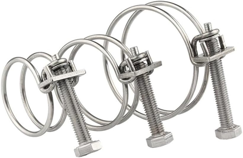 Amazon.com: 1/2/5Pcs 304 Stainless Steel Pipe Hoop Double Wire Throat ...