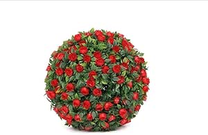 SPORTARC Artificial Rose Flower Balls Topiary Hanging Garden Basket Plant UV Stable-A 20cm ...