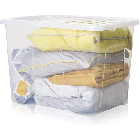 VTL® 5 X 80 LITRE PLASTIC STORAGE BOXES OFFICES TOYS HOME WITH BLACK ...