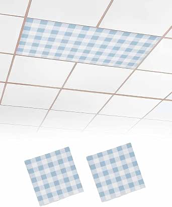 Buffalo Plaid Blue Magnetic Fluorescent Light Covers for Ceiling Lights ...