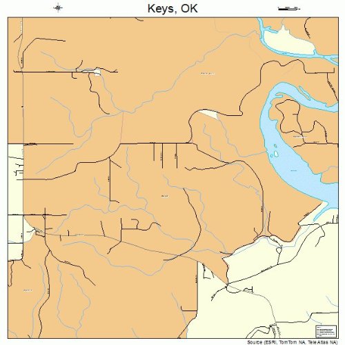 Amazon.com: Large Street & Road Map of Keys, Oklahoma OK - Printed ...