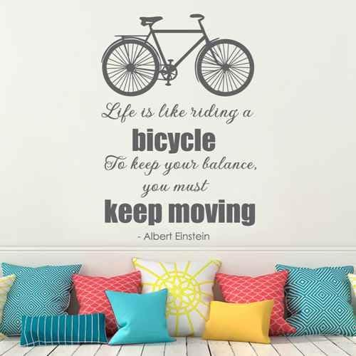 Amazon.com: Albert Einstein Quote Life is Like Riding A Bicycle Vinyl ...