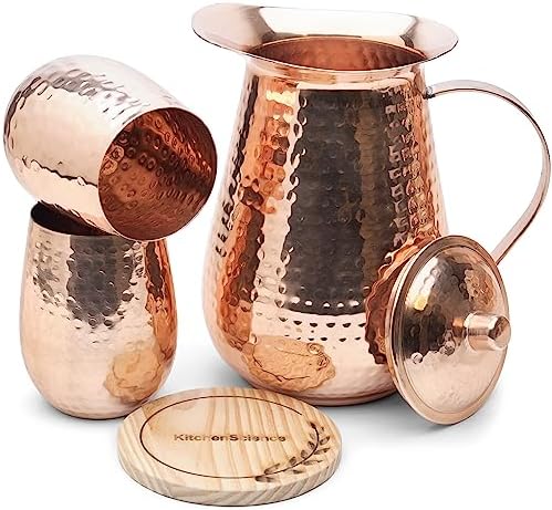 Amazon.com: HealthGoodsIn - Pure Copper Hammered Pitcher with 4 Copper ...
