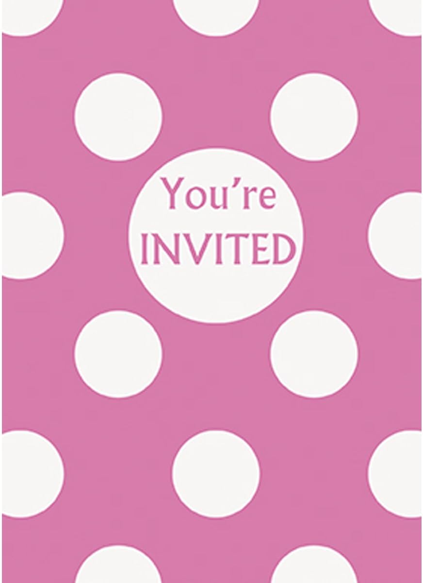 Amazon.com: Hot Pink Polka Dot Invitations, 8ct : Home & Kitchen