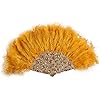Amazon.com: ikasus Feather Handheld Fan, Feather Sequins Embroidered ...