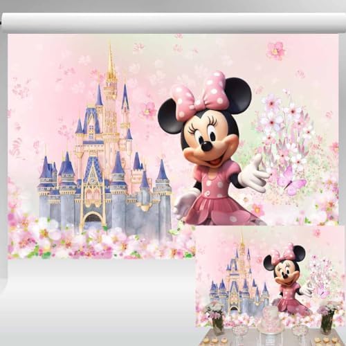 Amazon.com : Ericbackdrop Pink Minnie Spring Castle Backdrop for ...