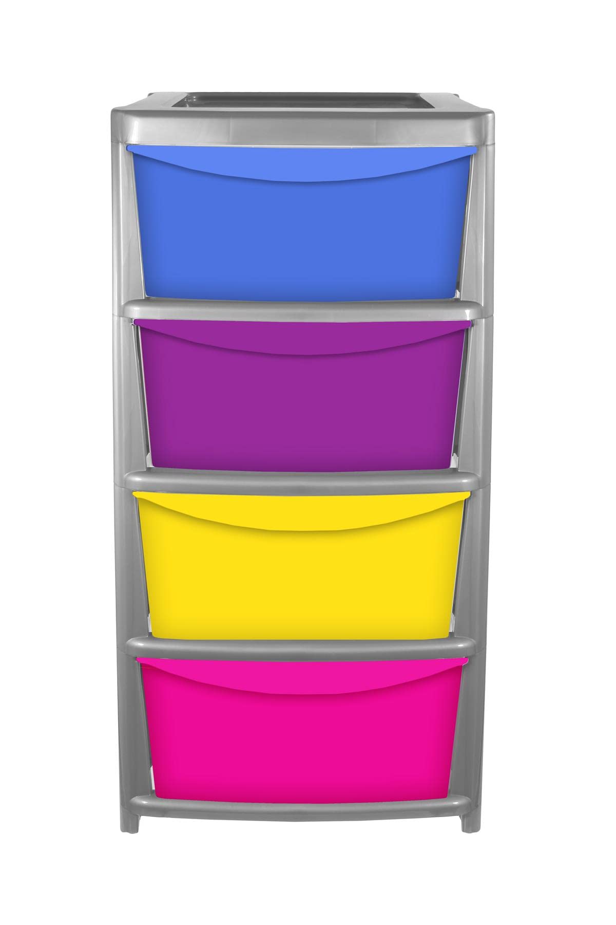 Multicolour Plastic Modular Storage Tower Drawer Chest Unit with Gloss ...