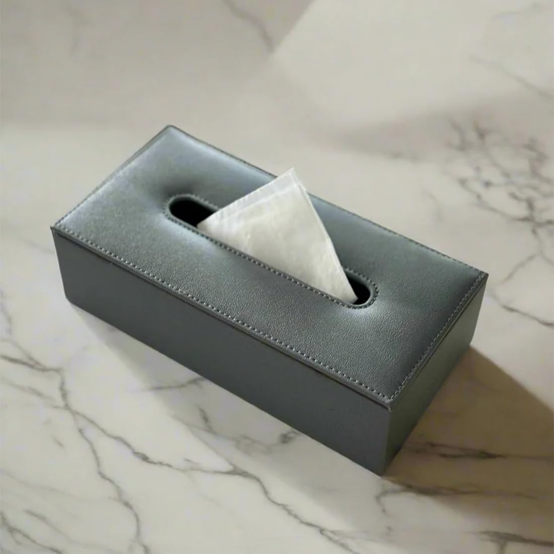 Mason Home Vegan Leather Grey Coloured Tissue Box - 1 Piece - L 10.5" x ...