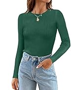 ZESICA Women's 2025 Fall Long Sleeve Turtleneck T Shirt Ribbed Knit Sweater Slim Fit Basic ...