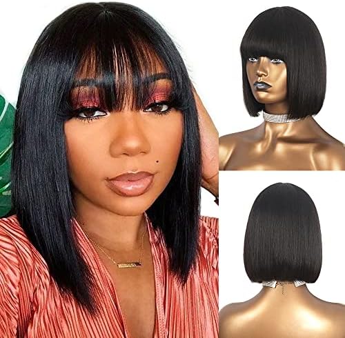 Amazon.com : CurlyPark 12 Inches Blunt Cut Bob Wigs For Black Women ...