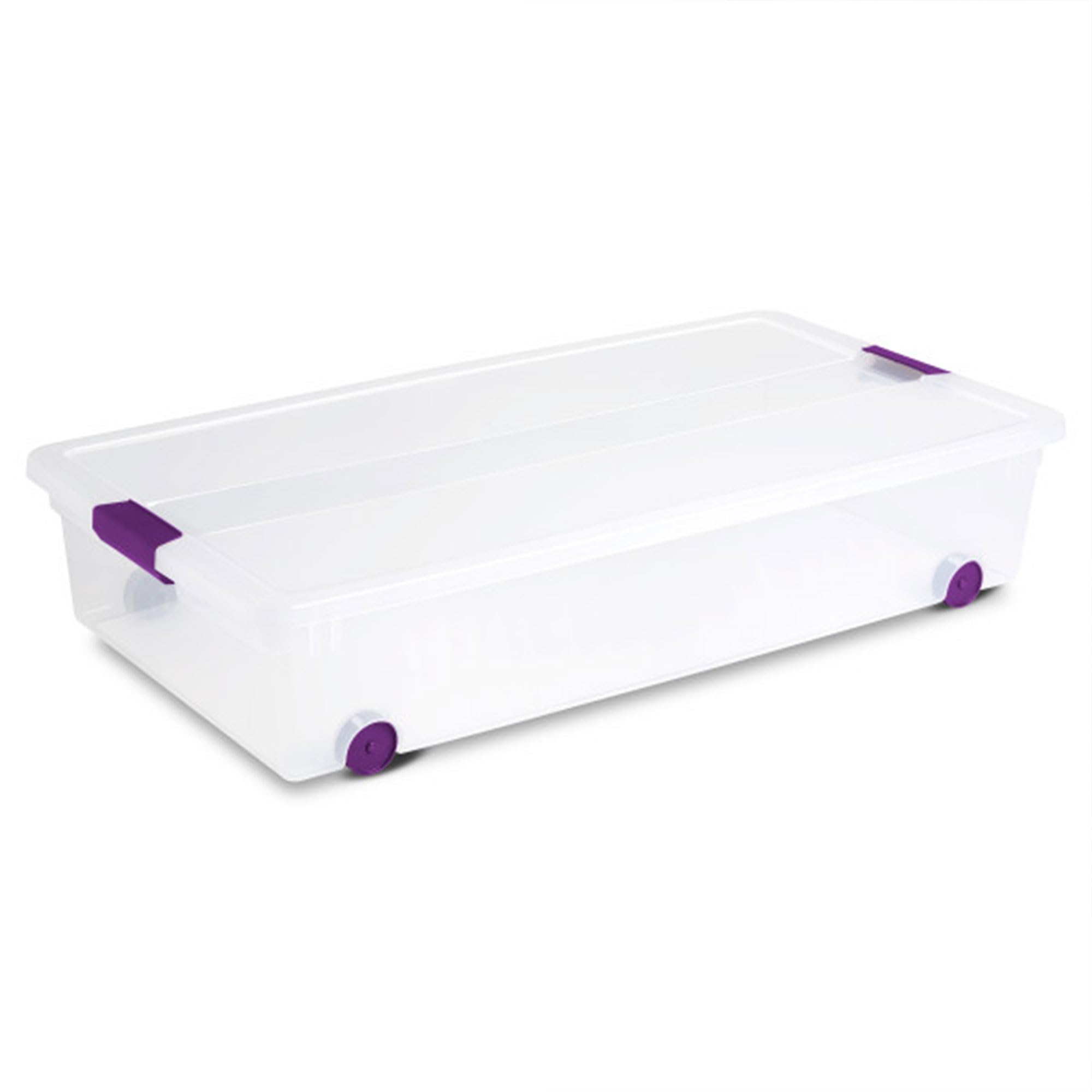 Sterilite Plastic Underbed Storage Box w/ Lid, ClearView Stackable Bins ...