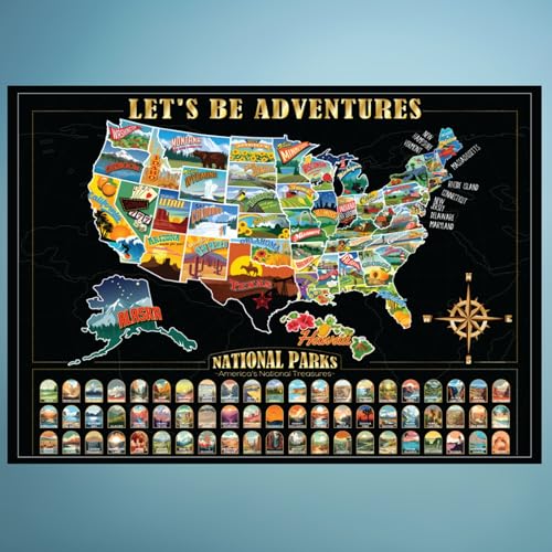 Amazon.com: Scratch Off Map of United States, National Park stickers ...