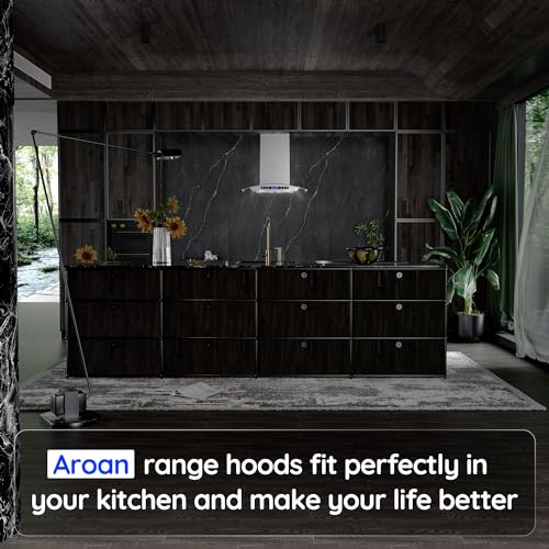 AROAN 30 inch Wall Mount Glass Range Hood, Stainless Steel Kitchen ...
