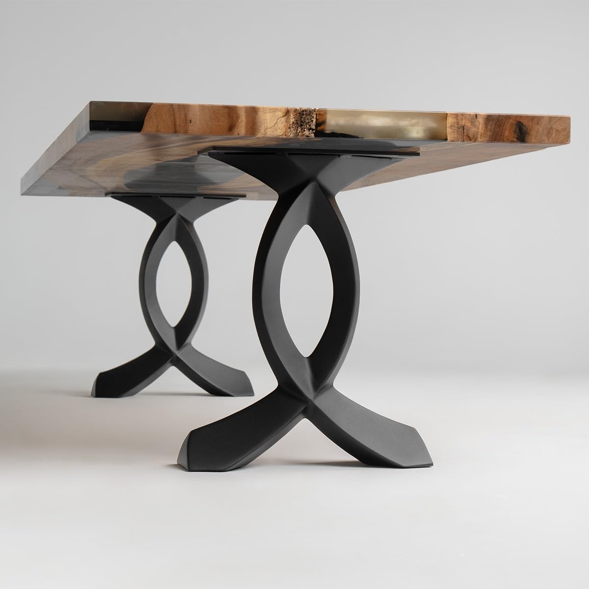 Amazon.com: Flowyline 16" H Curva Handcrafted Black Metal Table Legs ...