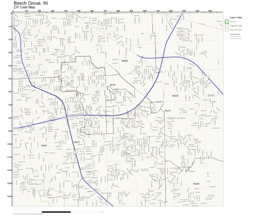 ZIP Code Wall Map of Beech Grove, IN ZIP Code Map Laminated: Amazon.com ...