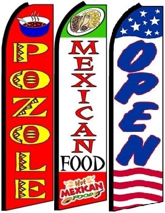 Amazon.com: OnPoint Wares pozole,+mexican+food Open King Feather Flag ...