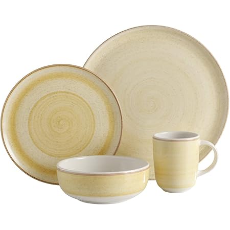 Amazon.com | Corona Dinnerware Set 16-pieces Earthenware | Mustard ...