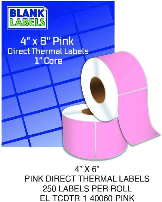 Amazon.com : Blank Labels 4" X 6" Direct Thermal Shipping Labels Pink ...