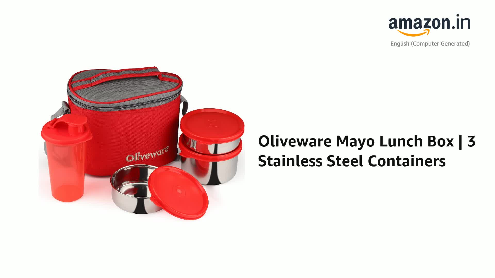 Watch Oliveware Mayo Lunch Box | 3 Stainless Steel Containers on Amazon ...