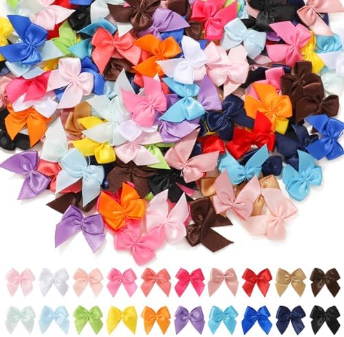 Amazon.com: Mini Satin Ribbon Bows, 200pcs Small Ribbon Bows Flowers ...
