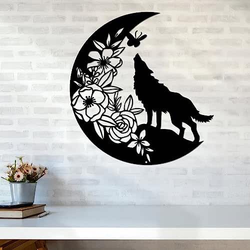 Amazon.com: POLYS Custom Metal Sign With Led Light, Howling Wolf Metal ...