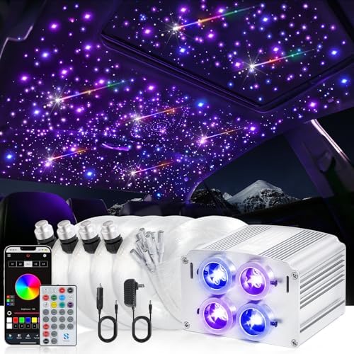 4 Colors 32W Twinkle & Meteor Car Starlight Headliner Kit, 2-in-1 Light ...