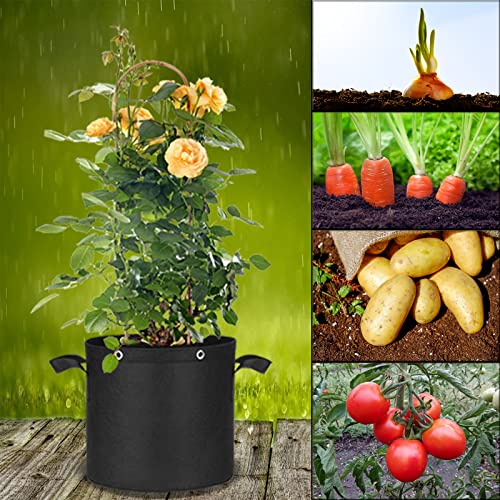 Fhyisble Grow Bags 5 Gallon, Fabric Pots 5 Packs, 320G Thick Nonwoven ...