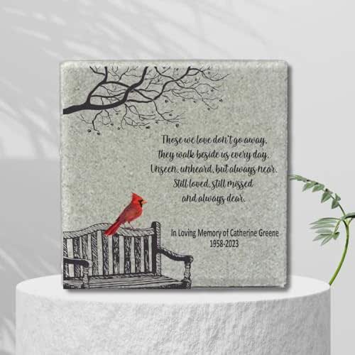 Amazon.com: Memorial Stone - 12x12 Empty Bench with Cardinal Memorial ...