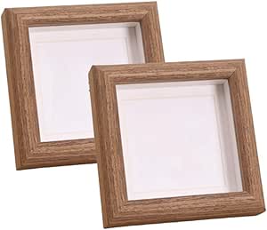 Amazon.com - Naeutop 4x4 Wooden Shadow Box Frame Picture Frame set of 2, with 3x3 mat, Walnut ...