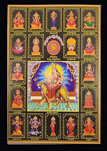 7 Hills Store Astadasha shakthi Peethalu Print with Wooden Frame (8 ...
