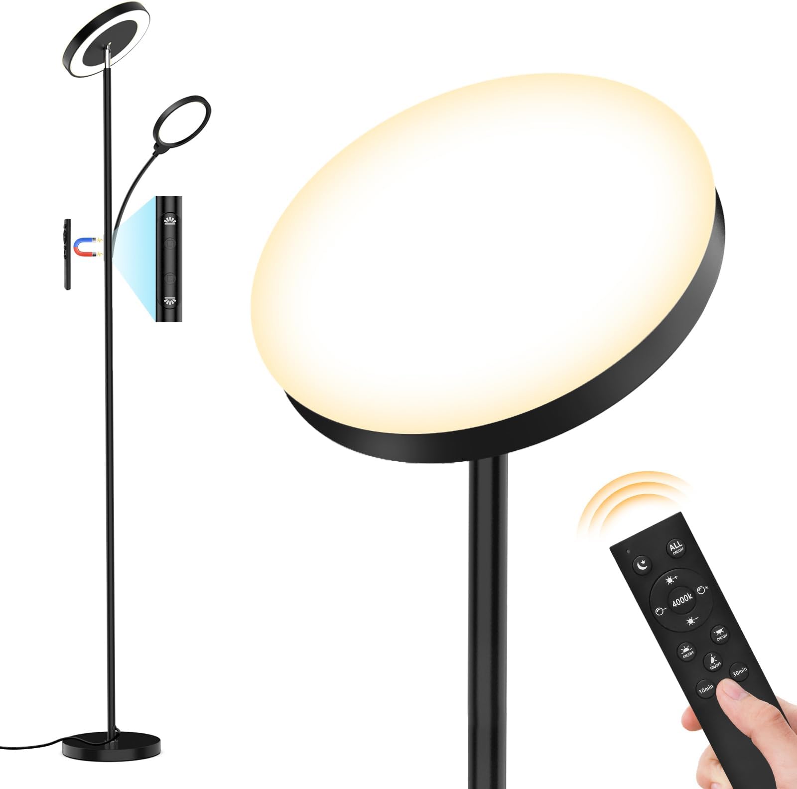 Amazon.com: Artiva USA LED804268SN Luciano LED Torchiere Floor lamp Touch Dimmer, 72", Satin ...
