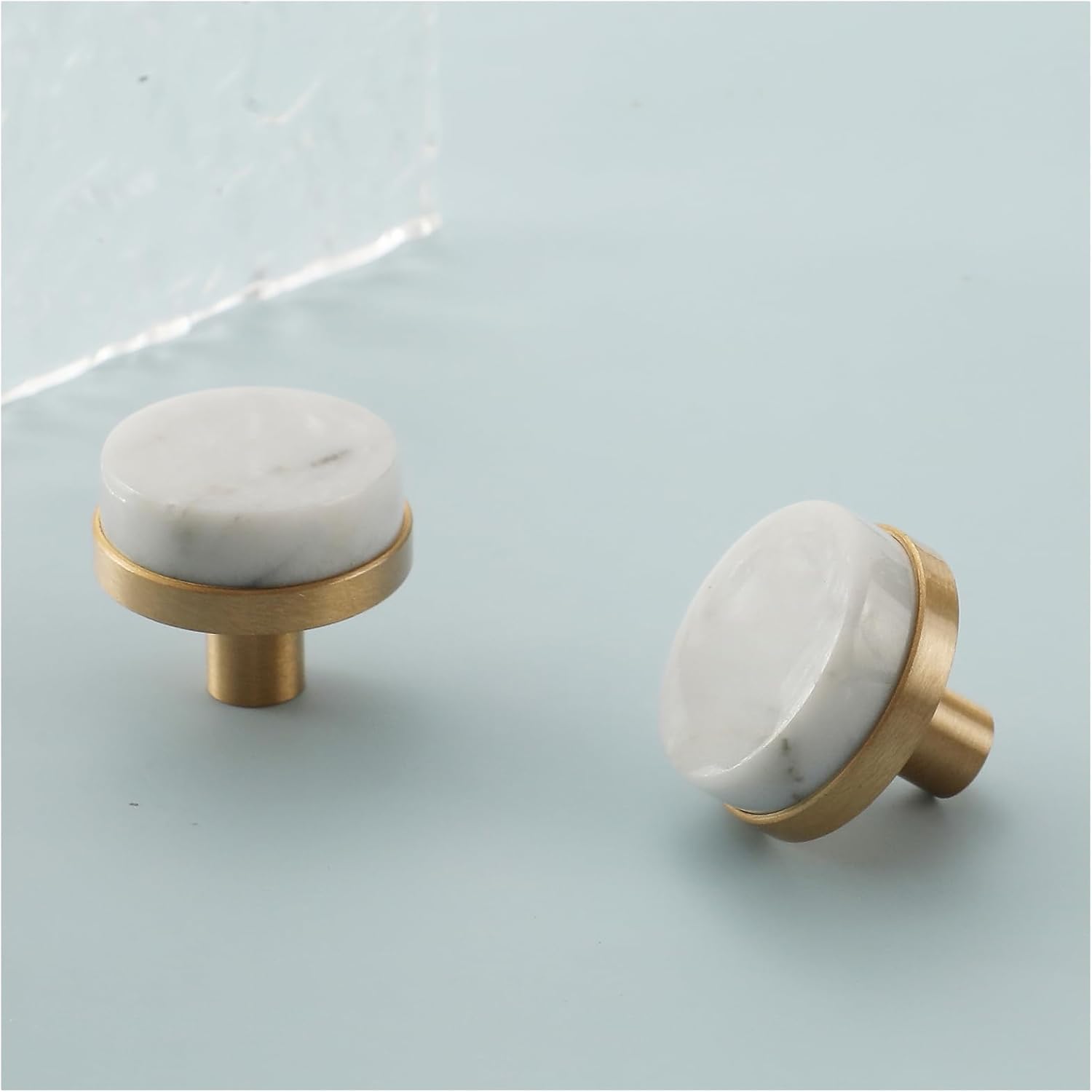 FLIRABBIT Modern Marble Cabinet Knobs - 2 Pack Modern Stone Brushed ...