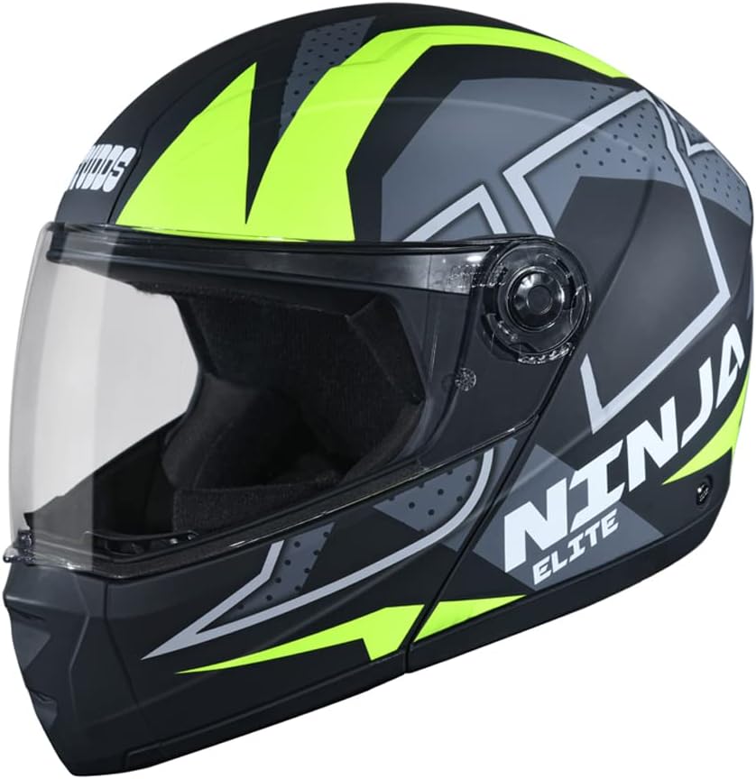 STUDDS Ninja Elite SUPER Flip Up Full Face Helmet (Matt Black, XL ...