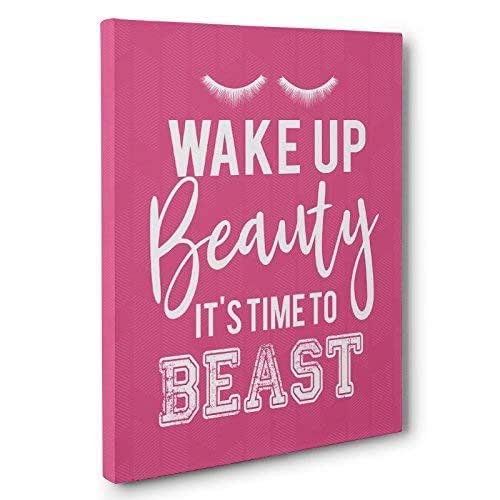 Amazon.com: Wake Up Beauty It's Time To Beast Motivational Canvas Wall ...