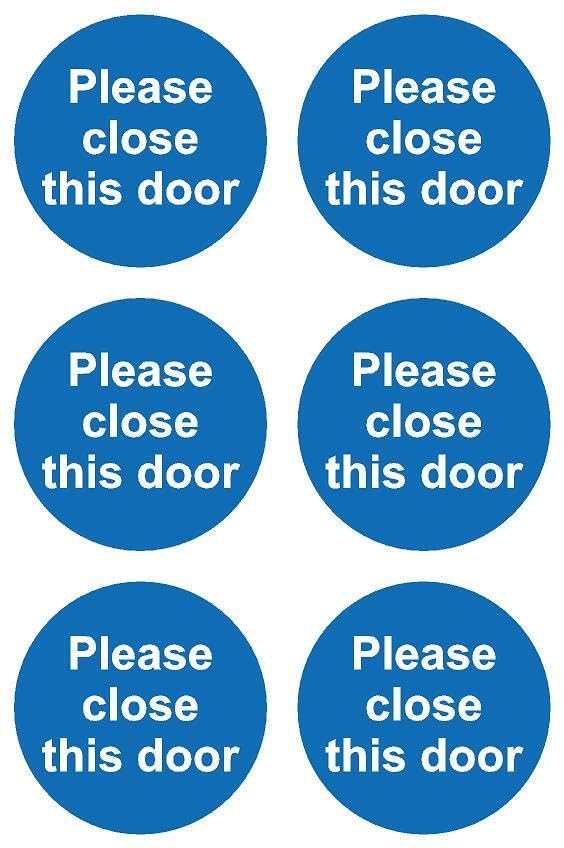 Please close this door safety sign - Pack of 6 100mm x 100mm Self ...