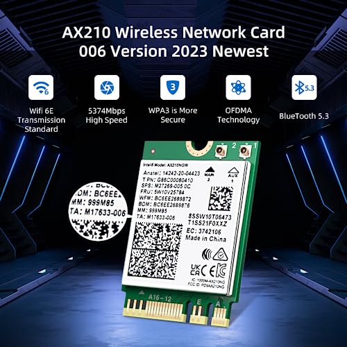 WiFi 6E AX210 NGW WiFi Card with Bluetooth 5.3 WAP3 MU-MIMO 802.11AX Wi ...