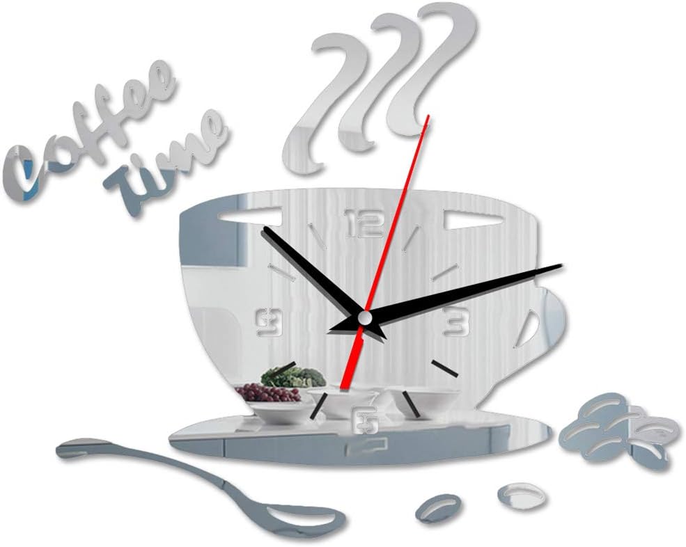 Amazon.com: DIY Acrylic Wall Clock Modern Mute Coffee Time Clock Cup ...