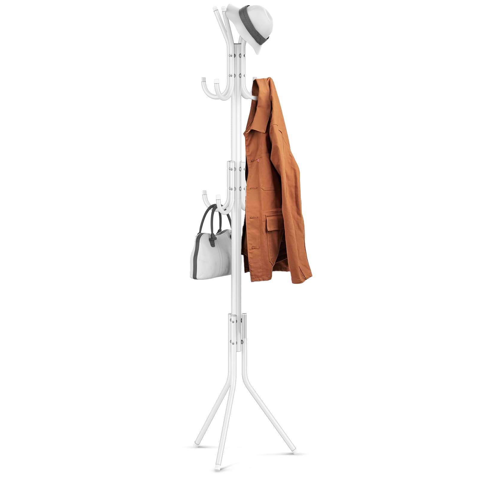 LONENESSL Coat Rack, Metal Coat Rack Stand with 3 Height 12 Hooks ...