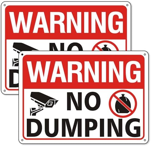 No Dumping Signs, (2 Pack) No Dumping Video Surveillance Sign for ...