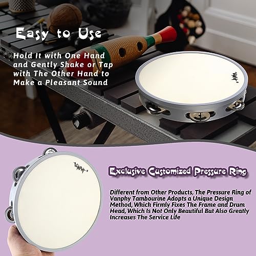 Snapklik.com : Tambourine, 8 Inch Hand Held Drum, Metal Jingles ...