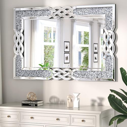 Amazon.com: ENENE Crystal Crush Diamond Wall Mirror 46.5''x30.5 ...