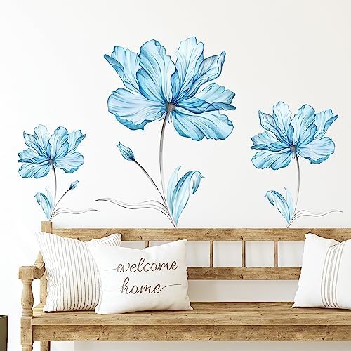 Zonon Flowers Wall Decals Vinyl Dragonflies Flowers Wall Stickers ...