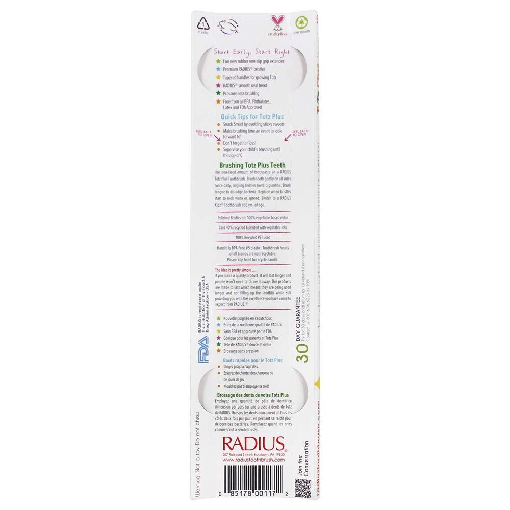RADIUS Cepillo de dientes Totz Plus extra suave 1 EA – Yaxa Colombia