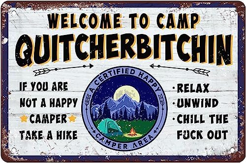 Amazon.com: Welcome To Camp Tin Sign Camper Decor Camping Hanging Signs ...