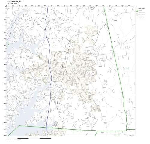 Amazon.com : ZIP Code Wall Map of Mooresville, NC ZIP Code Map ...