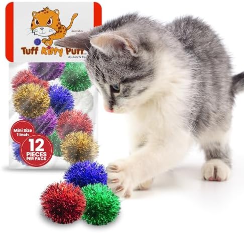 Amazon.com : Tuff Kitty Puff Sparkle Ball Cat Wand (White) : Pet Supplies