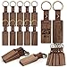 Amazon.com: Auihiay 25 Pieces Leather Wood Keychain Blank, Wooden ...